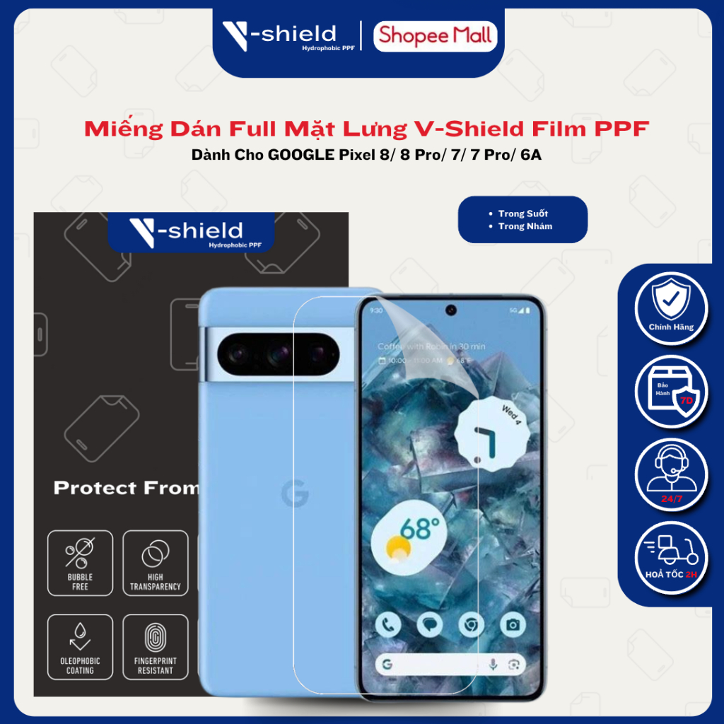 Miếng Dán Full Mặt Lưng V-Shield Film Ppf Dành Cho Google Pixel 8/ 8Pro/ 7/ 7Pro | Shopee Việt Nam