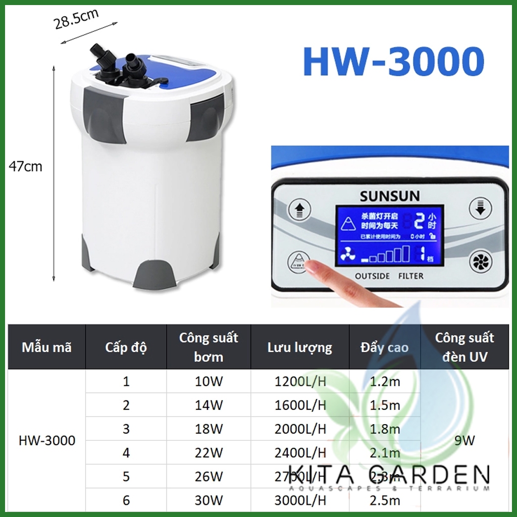 Sunsun HW 3000 - Lọc thùng UV cao cấp cho hồ thủy sinh - phụ kiện cá cảnh | Shopee Việt Nam