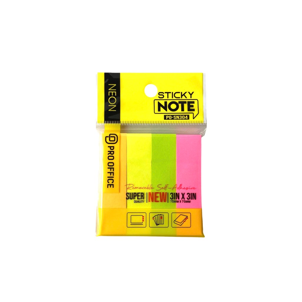 Giấy note Pro Office PO-SN304 3x3 inch 4 màu (12/384) | Shopee Việt Nam
