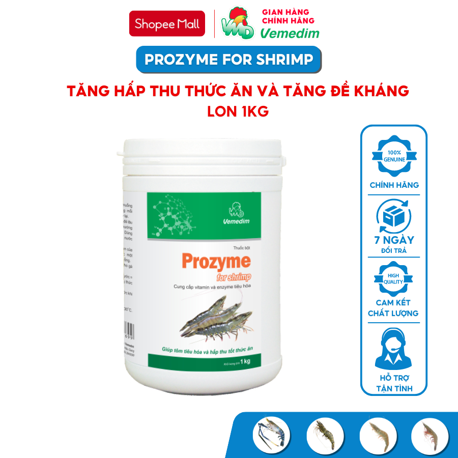Vemedim Prozyme for Shrimp giúp tôm tiêu hóa và hấp thu tốt thức ăn ...