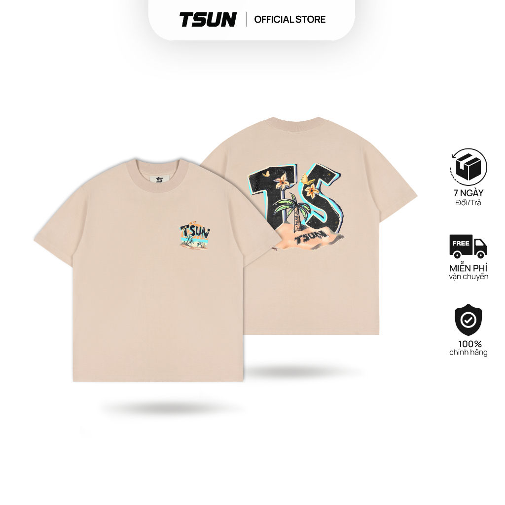 Áo Thun TSUN Vacation Tee - Tan - [UNISEX] - In - Nam/Nữ | Shopee Việt Nam