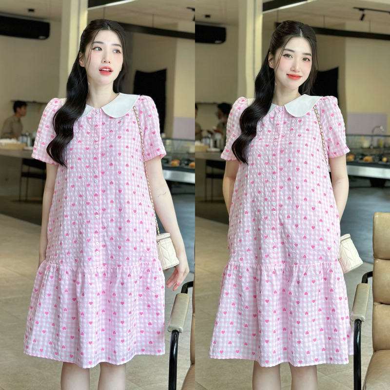EVERMOM l Đầm bầu Lavy trái tim karo dáng đuôi cá (2lớp) | Shopee Việt Nam