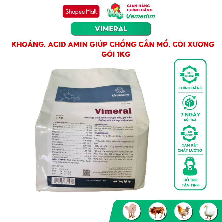 Vemedim VIMERAL thú y cung cấp khoáng, acid amin cho gia súc, gia cầm ...