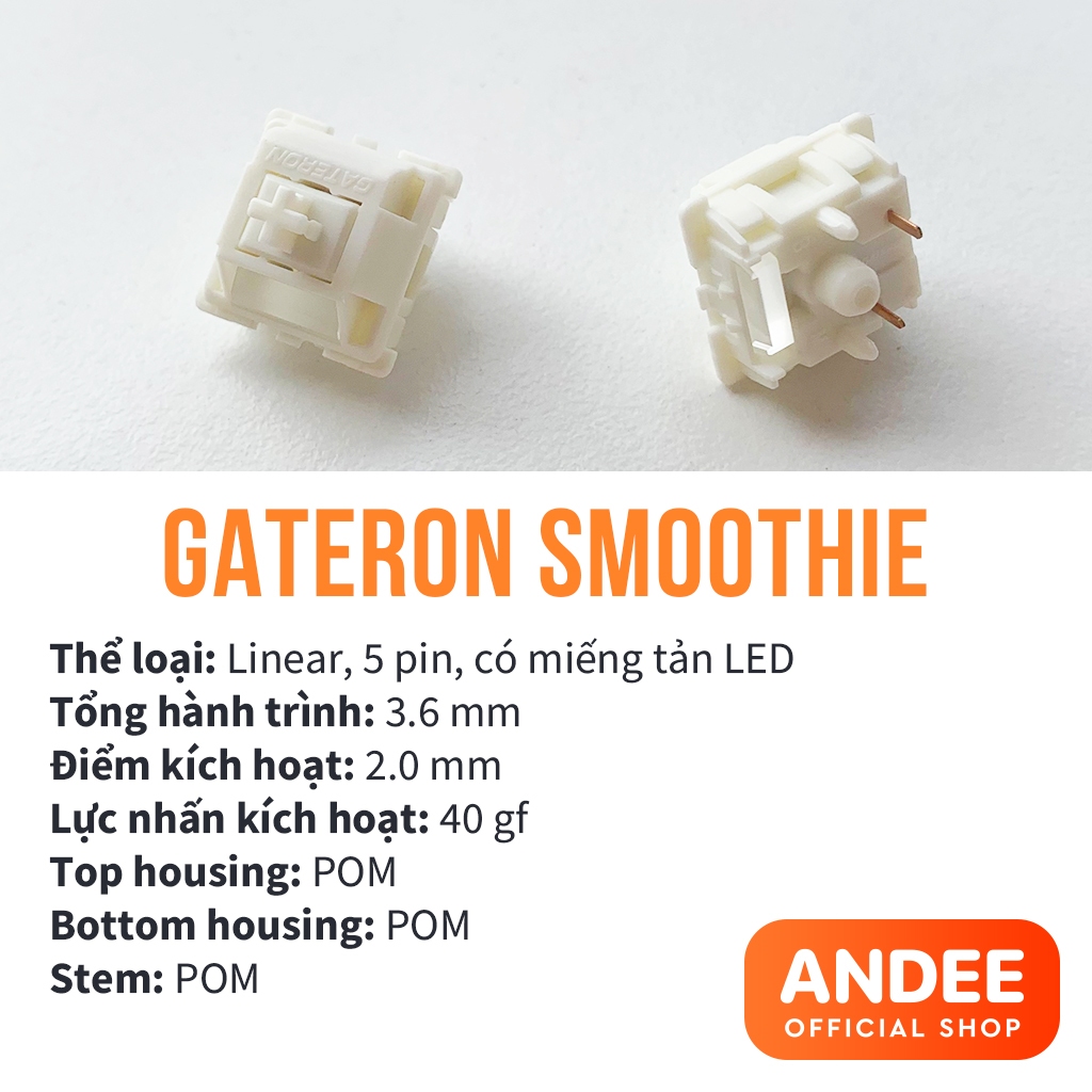 Switch Gateron Smoothie ( Milkshake ) 5 pin tản LED prelube bán lẻ công ...