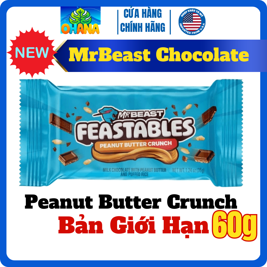 Kẹo socola mrbeast - chocolate mr beast Feastables MrBeast 60g-Vị ...