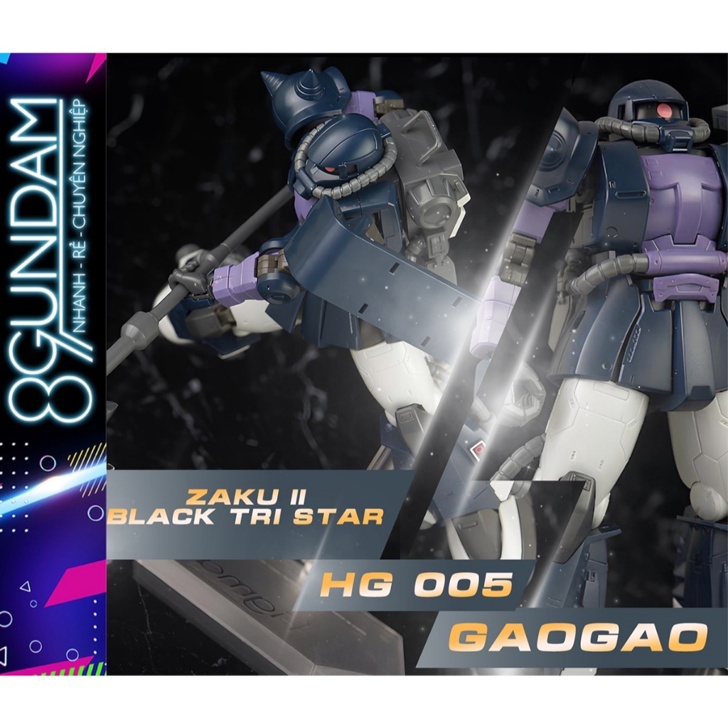 [HÀNG CÓ SẴN] Mô Hình Lắp Ráp HG GTO 005 Zaku II Ortega Black Tri-Stars Fighter (tặng kèm base ...