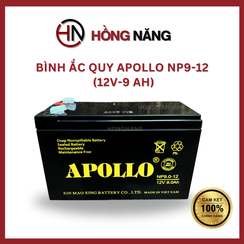 Ắc quy khô 12v9 Ah Apollo NP 9-12 cho lưu trữ điện, UPS, thiết bị chiếu ...