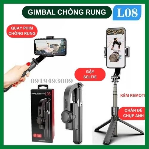 Gậy Chống Rung Gimbal Stabilizer L09/L08, Có 3 Chân Đỡ, Tặng Kèm Nút Bấm BLT Hàng Cao Cấp - BẢO ...
