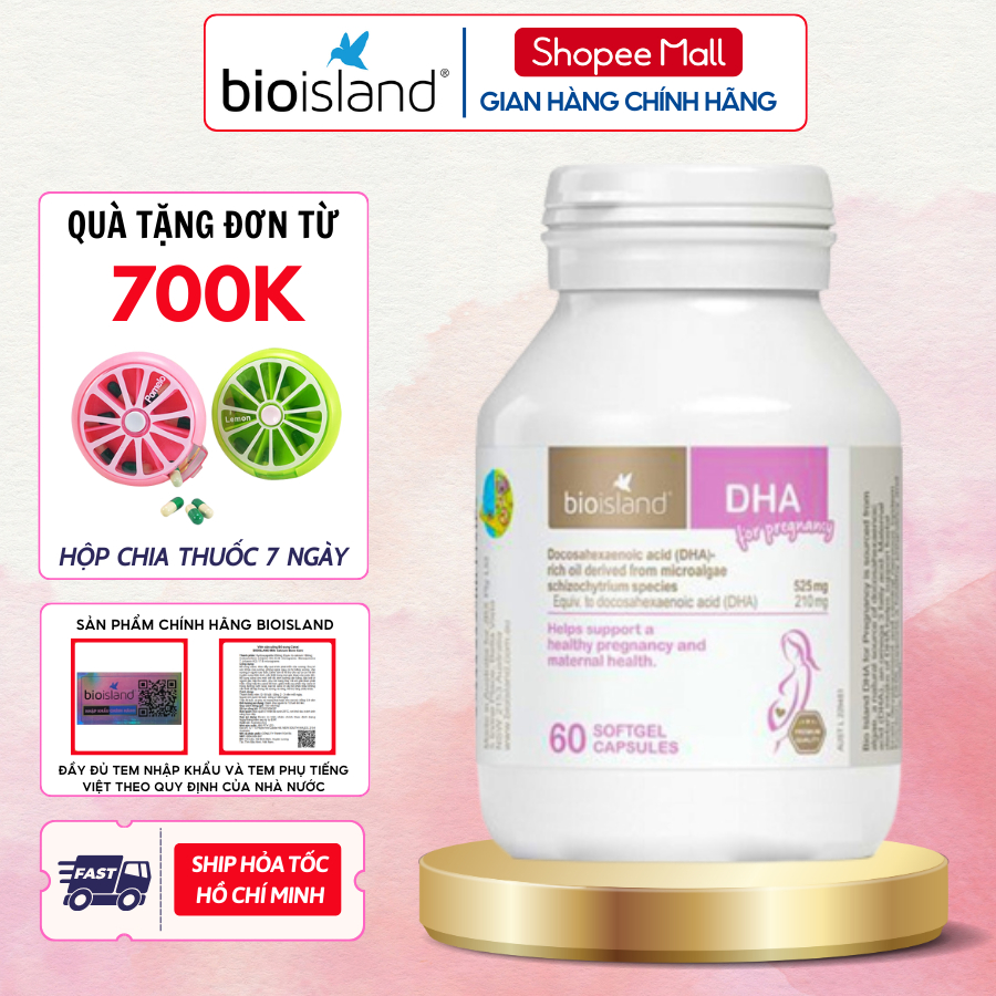DHA cho bà bầu Bio island DHA 60 viên giúp phát triển trí não và hệ thần kinh thai nhi của Úc ...