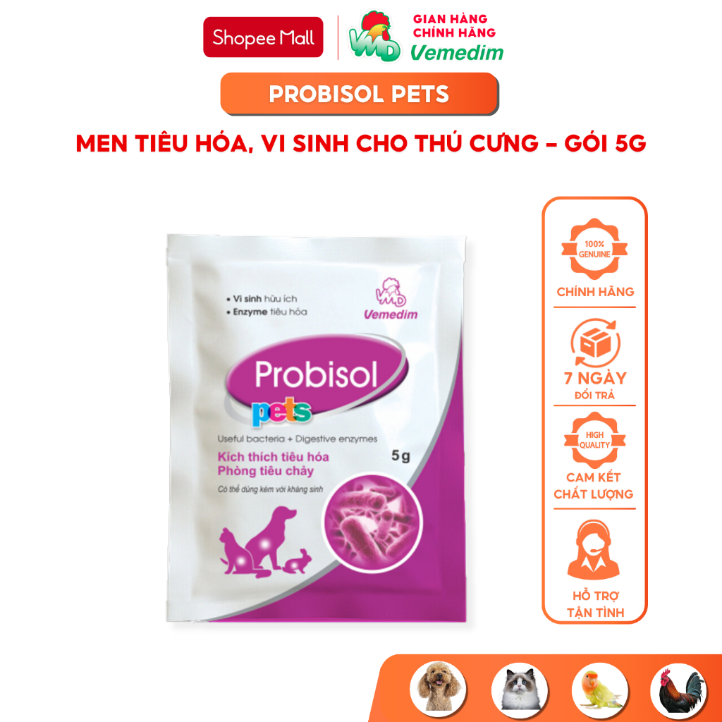 Vemedim Probisol for pets giúp tiêu hóa tốt cho chó, mèo, hamster, gói ...