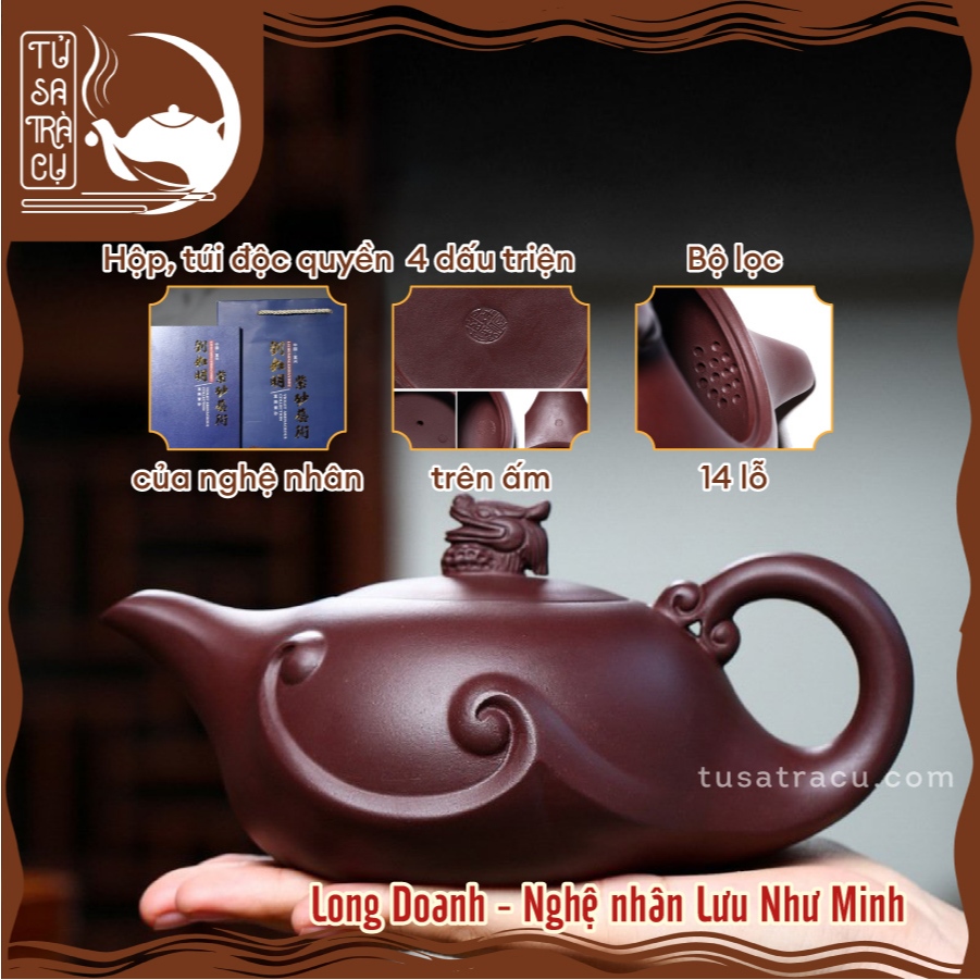 Ấm trà tử sa Long Doanh Lão tử nê cao cấp, ấm pha trà Nghi Hưng chuẩn ...