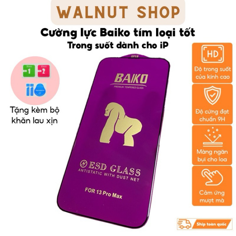 Kính cường lực Kingkong Baiko tím iphone 6 đến 16promax (mới độ cứng ...