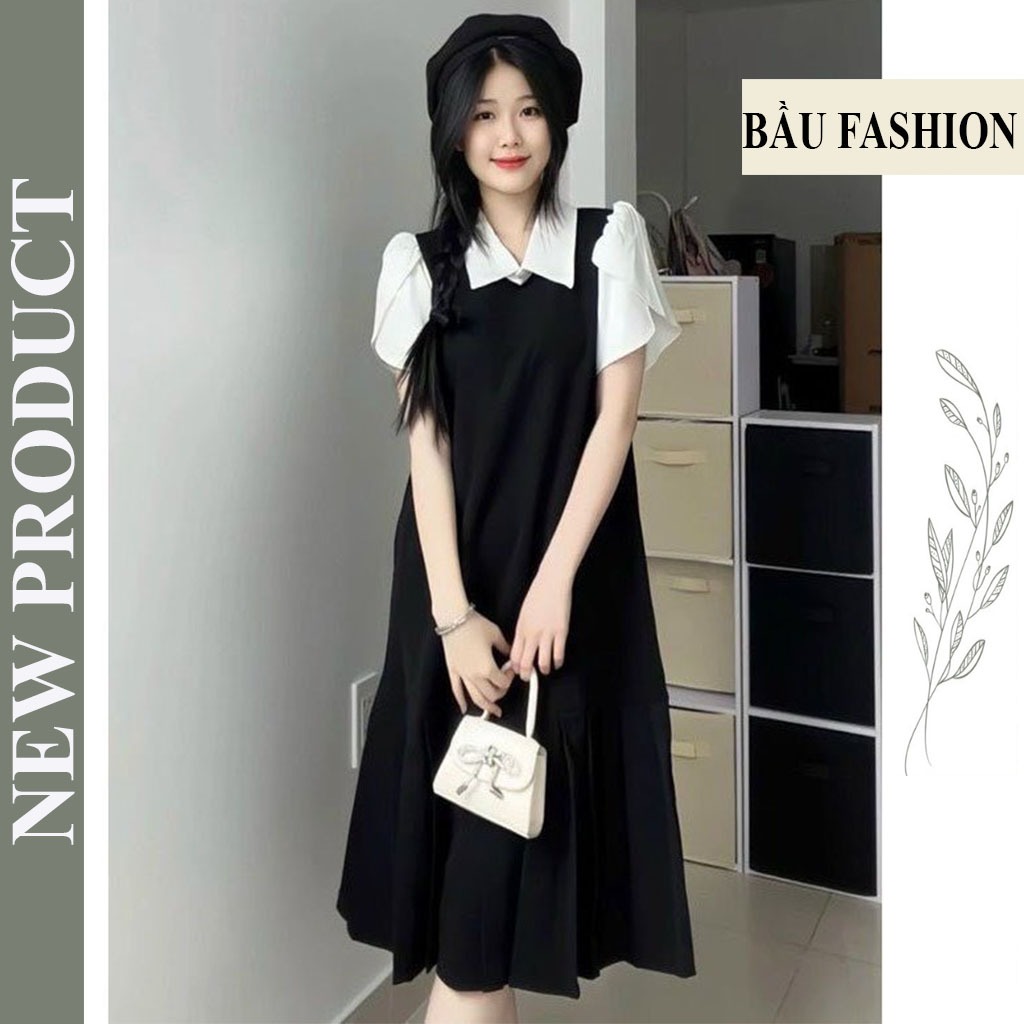 VÁY BẦU SANG CHẢNH V828 DÁNG SUÔNG CỔ SƠ MI PHỐI TAY TRẮNG CHẤT MÁT THIẾT KẾ SANG CHẢNH - ĐẦM ...