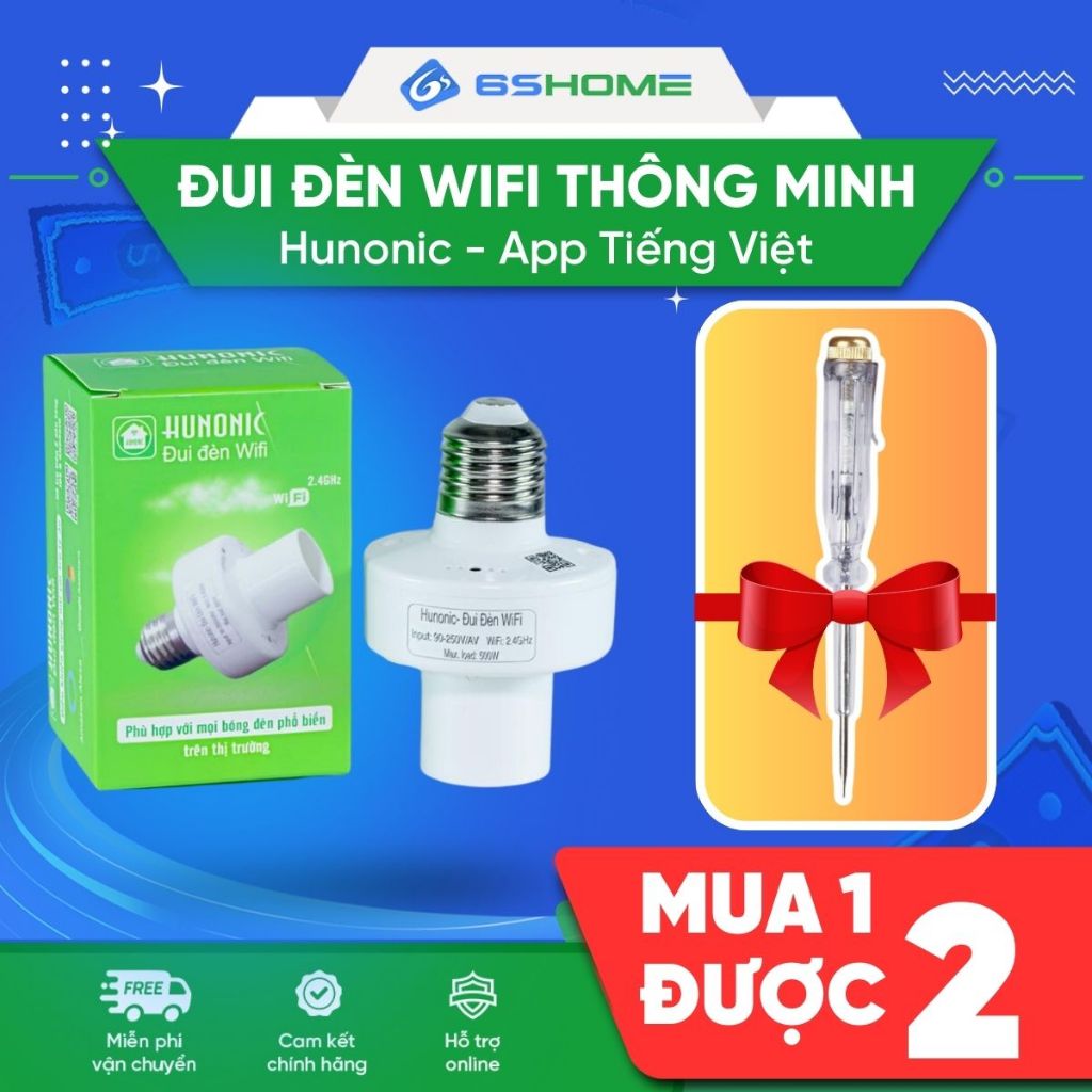 Đui Đèn Thông Minh WiFi Hunonic 500W, App Tiếng Việt, Điều Khiển Từ Xa ...