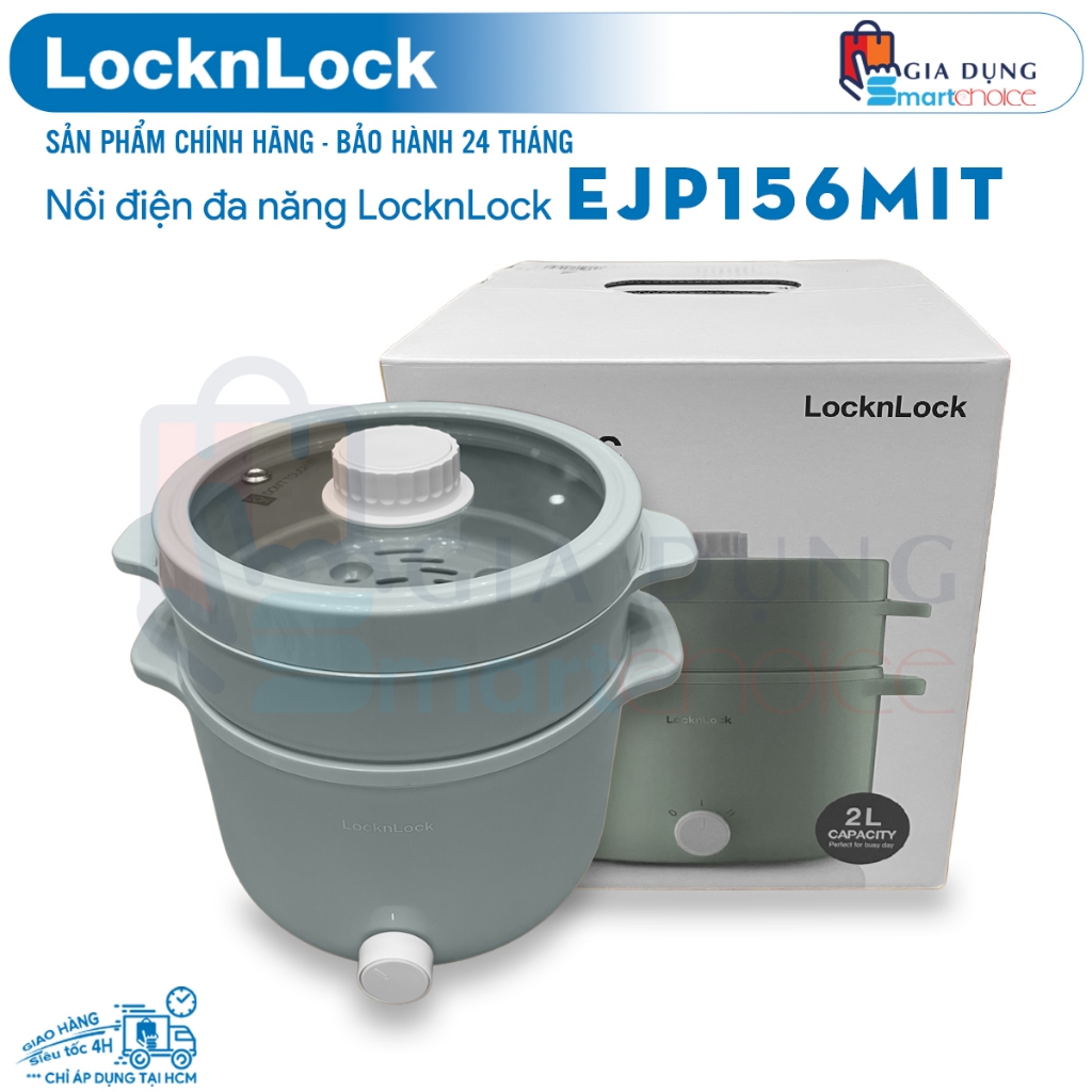 Nồi Điện Đa Năng Lock&Lock EJP156MIT - 2L, 600W, Nấu và Hấp, BH 2 Năm ...
