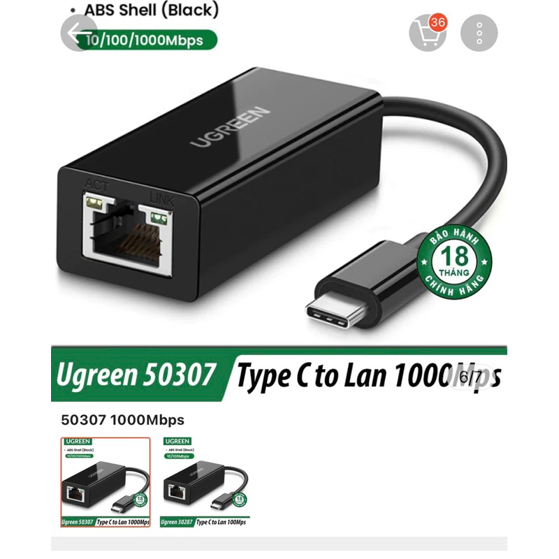 Cáp USB-C sang LAN 1Gbps Chính hãng Ugreen 50307 (used) | Shopee Việt Nam