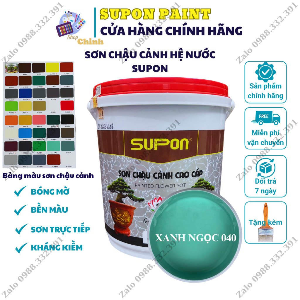 Sơn chậu cảnh Supon màu xanh ngọc 4kg - hệ nước | Shopee Việt Nam
