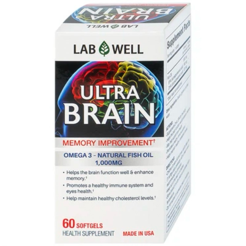 Viên uống Omega-3 1000mg Ultra Brain Lab Well hỗ trợ bổ sung DHA, EPA ...