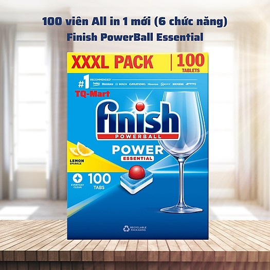 Viên rửa chén bát Finish Essential, 6 chức năng sạch tiết kiệm, nhập ...