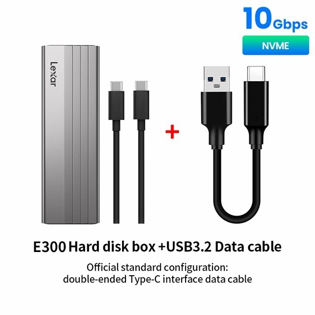 Box SSD Lexar E300 Hỗ trợ SSD M2.NVMe Chuẩn USB 3.2 Gen2 10Gbps - Nhôm nguyên khối Aluminum rất ...