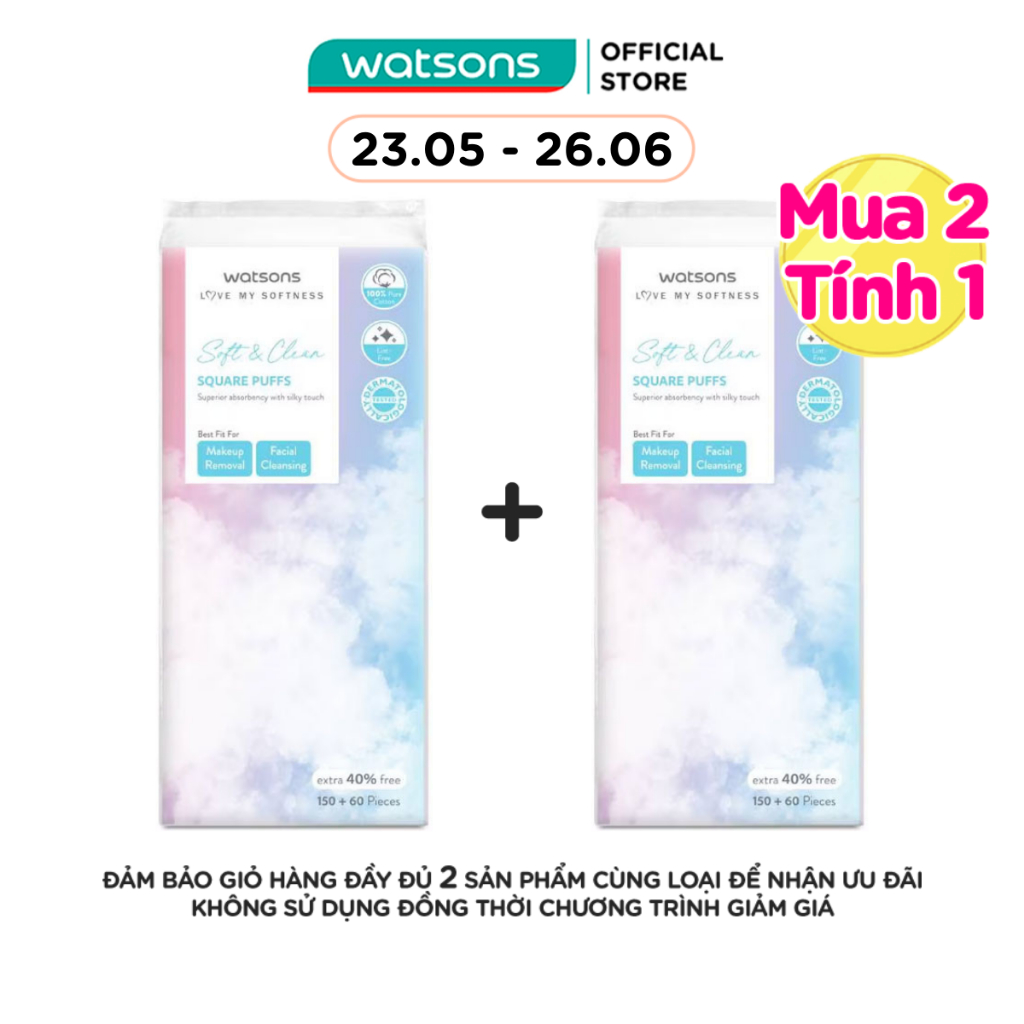 Bông Tẩy Trang Watsons Square Puffs 150S+40% | Shopee Việt Nam