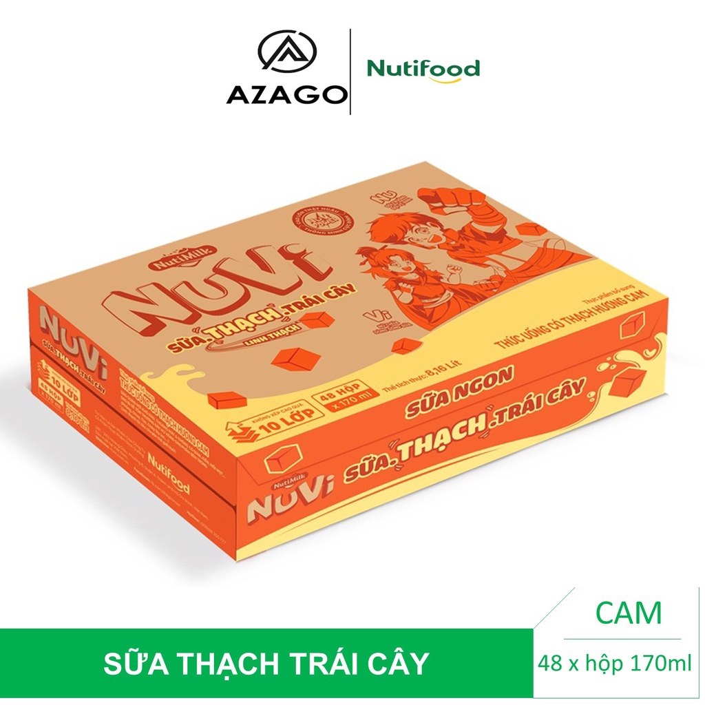 Thùng 48 Hộp NuVi Thức Uống Có Thạch Hương Cam Sữa Lắc Trái Cây Hộp ...
