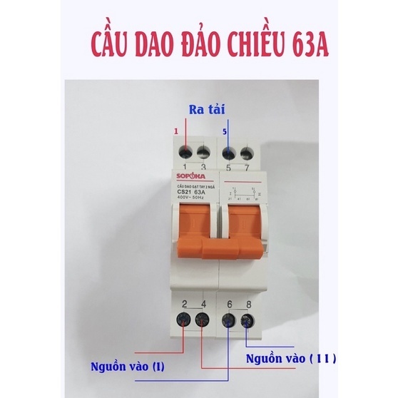 Át Chuyển Đổi 2 Nguồn Điện Sopoka 2P 63A, Cầu Dao Đảo Chiều Dạng Aptomat 63A Cài Tủ Điện ...