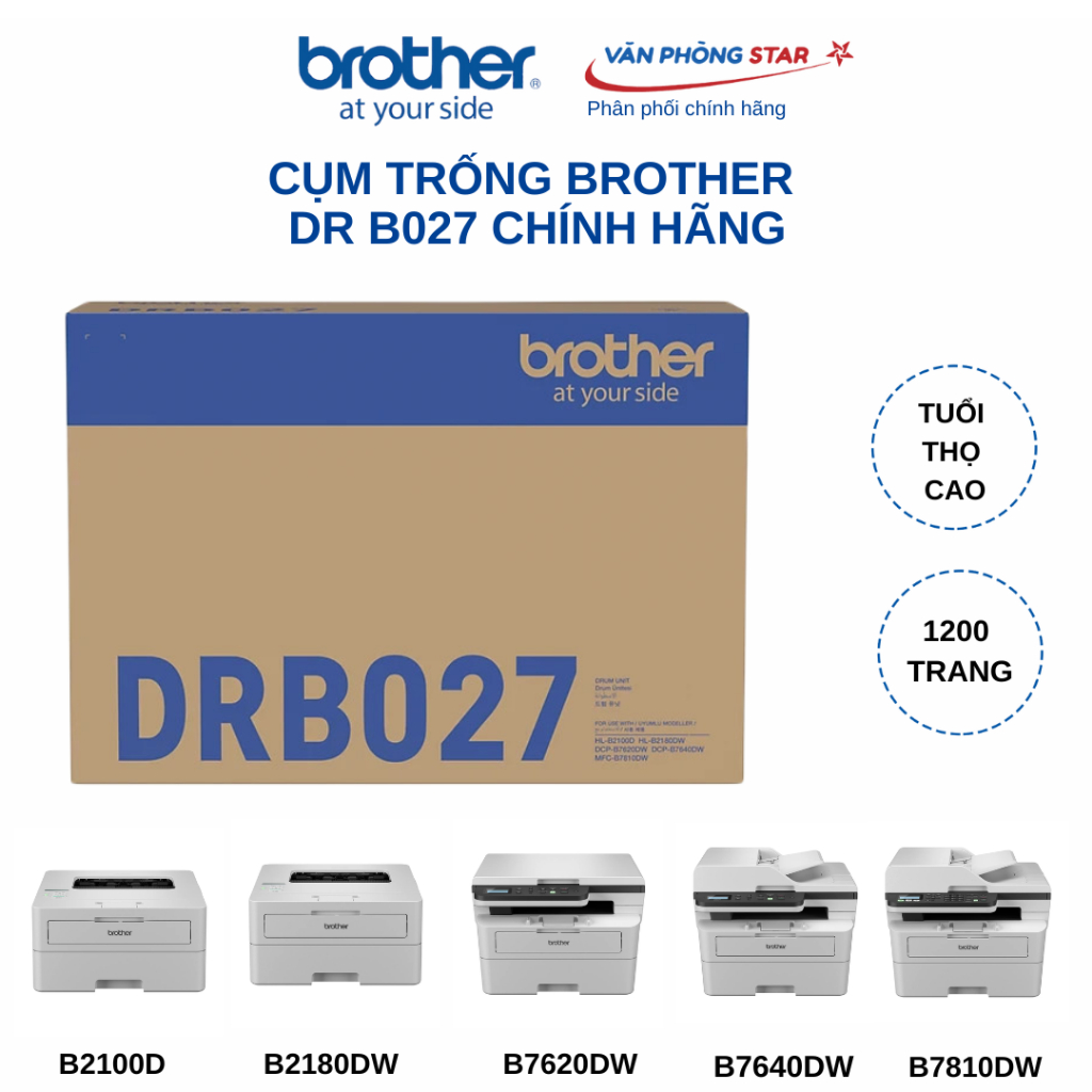 Cụm trống Brother DR-B027 chính hãng dùng cho máy in Brother B2100D/B2180DW/B7620DW/B7640DW ...