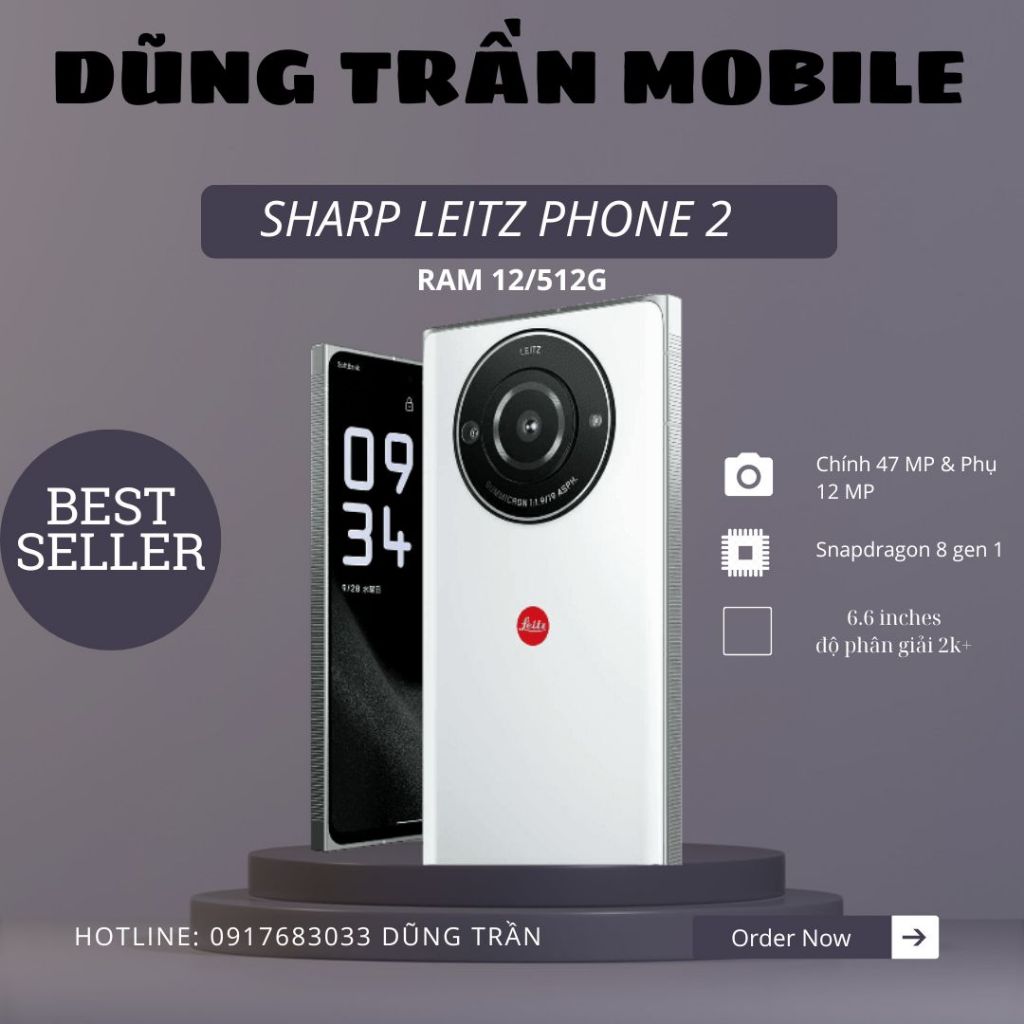 điện thoại sharp leitz phone 2 máy ngoại hình đẹp nguyên zin 2 sim ram 12/512g chip 8 gen 1 cực ...