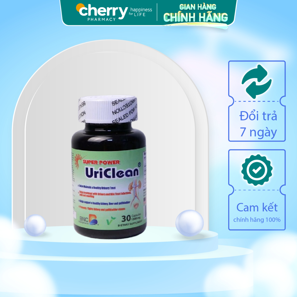 Viên uống hỗ trợ làm tan sỏi thận, sỏi mật Super power Uriclean, 30 ...