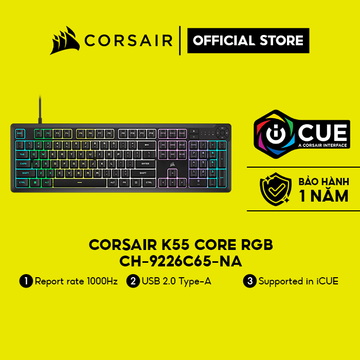Bàn phím Corsair K55 CORE RGB - CH-9226C65-NA | Shopee Việt Nam