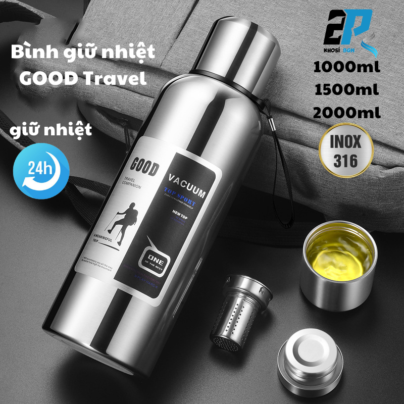 Bình giữ nhiệt inox 316 GOOD Travel dung tích 1000ml 1500ml 2000ml giữ nhiệt 24h có giỏ lọc trà ...