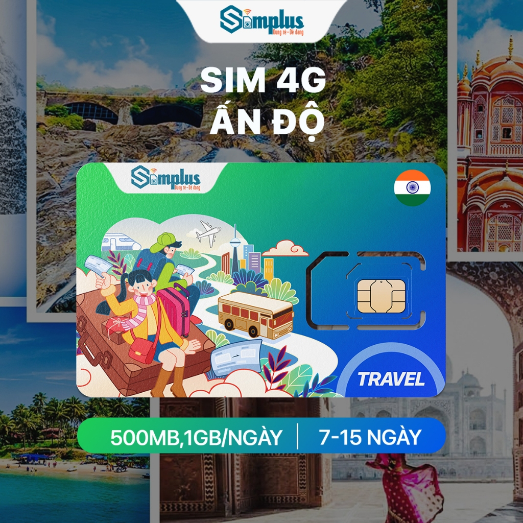 [SIMPLUS] SIM 4G du lịch Ấn độ - Gói cố định (7-15 ngày) | Shopee Việt Nam