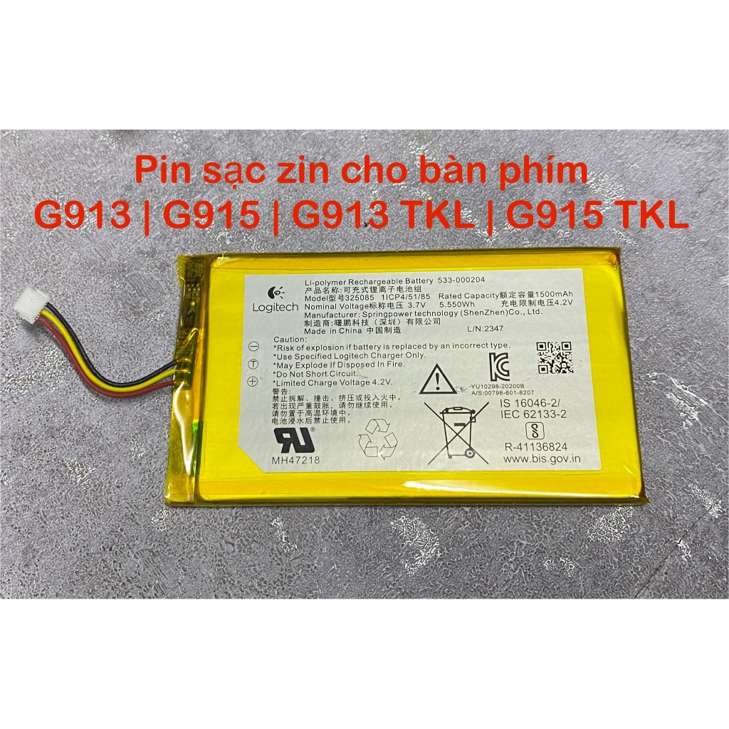 Pin sạc zin dùng cho bàn phím Logitech G913 | G913 TKL | G915 | G915 ...