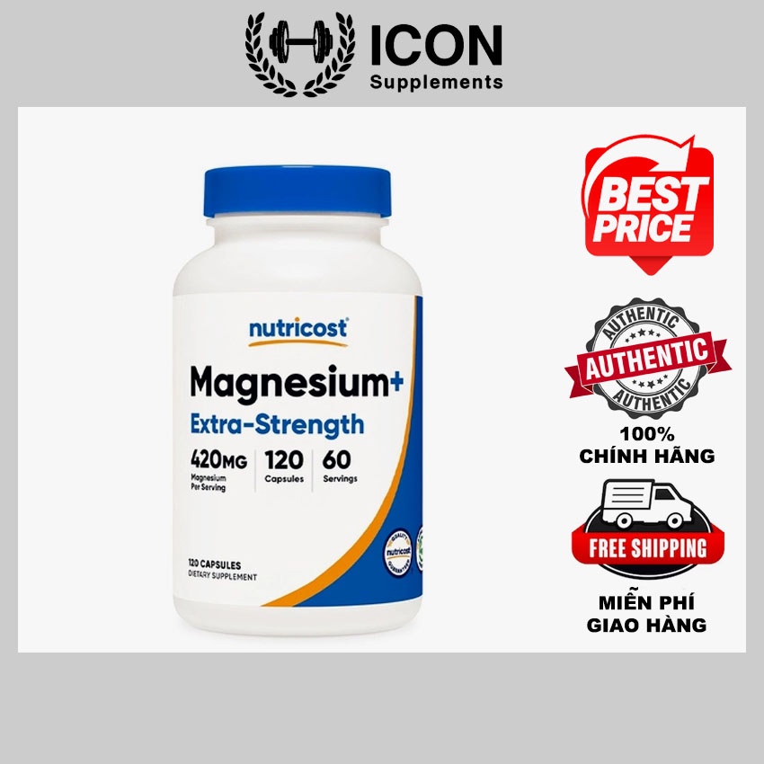 Nutricost Magnesium+ Extra Strength 420mg (120 viên) - Cải Thiện Giấc ...