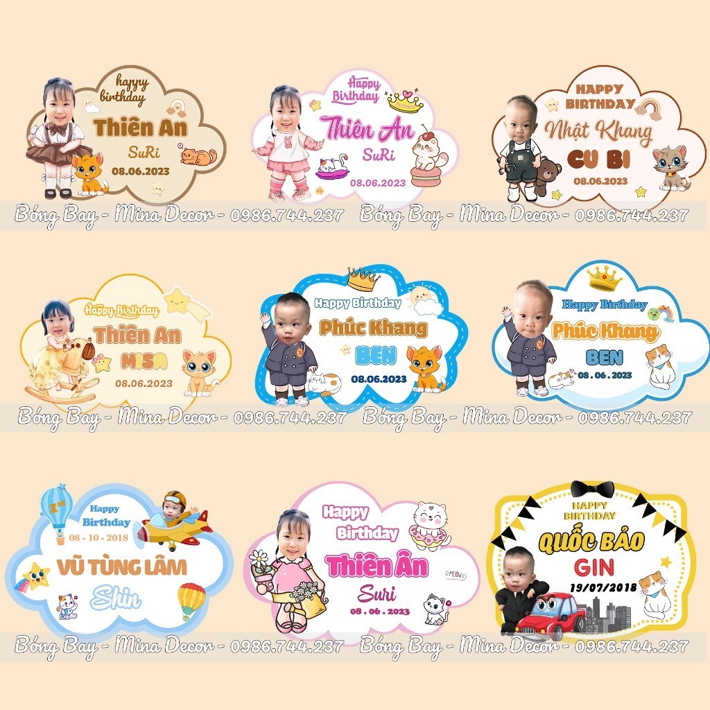 Banner kèm chibi trang trí sinh nhật cho bé yêu | Shopee Việt Nam