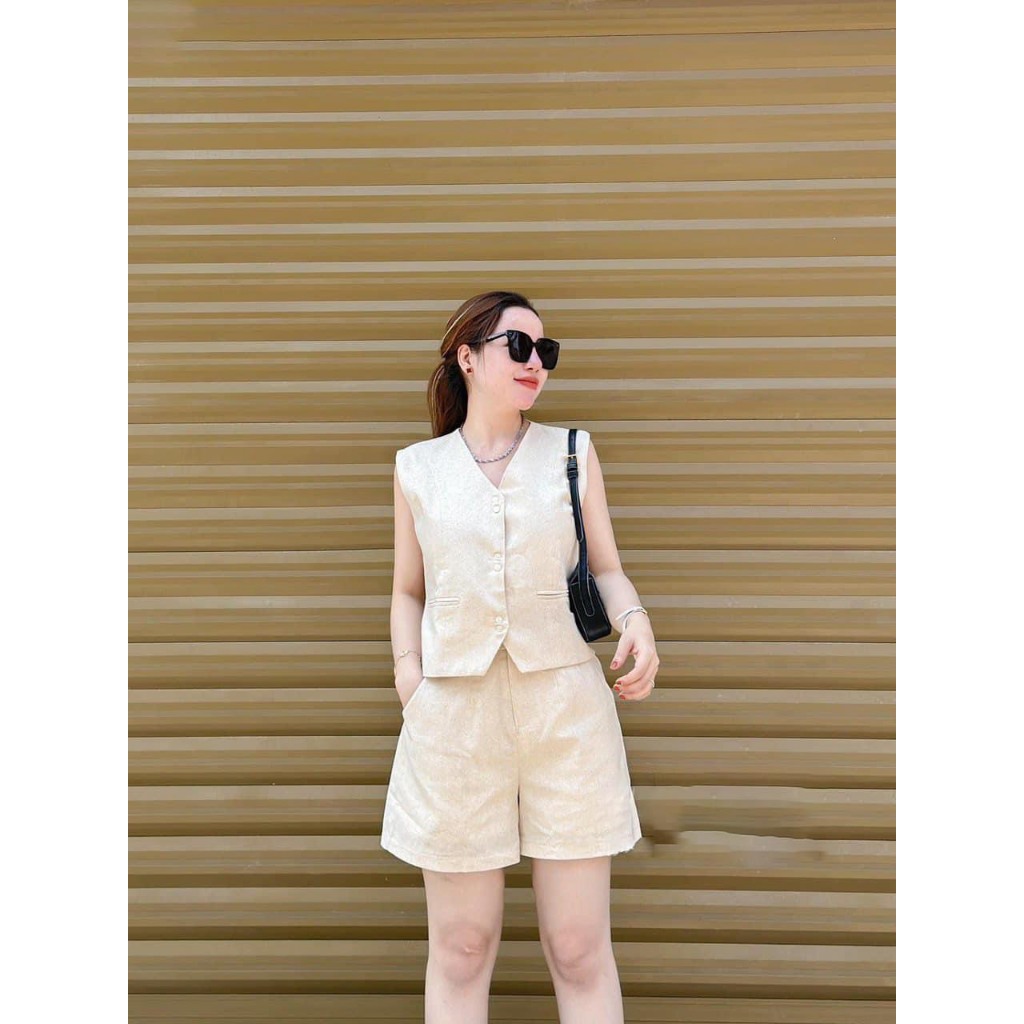 [114] Set linen hai món áo gile sát nách phói quần linen cao cấp phối ...