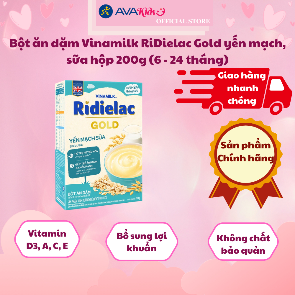 Bột ăn dặm Vinamilk RiDielac Gold yến mạch, sữa hộp 200g (6 - 24 tháng ...