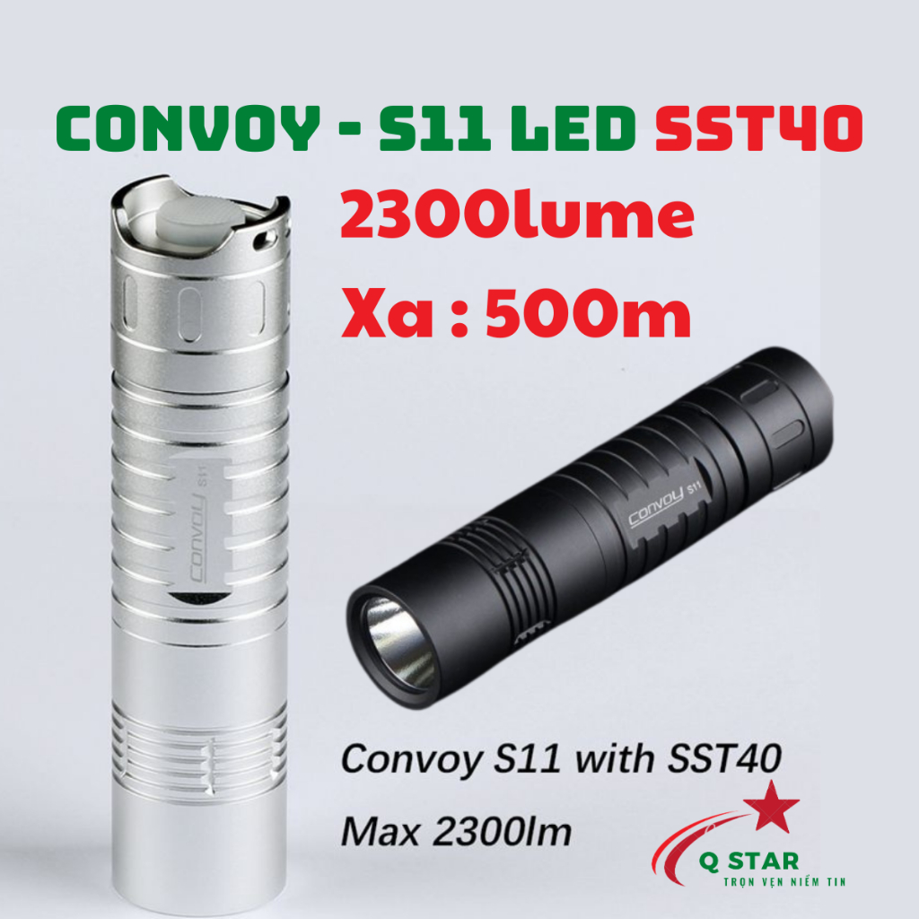 Đèn Pin Convoy S 11 Led SST40 Sáng 2300lume Xa 500m Nhiệt Màu 6k5 Với 8 ...