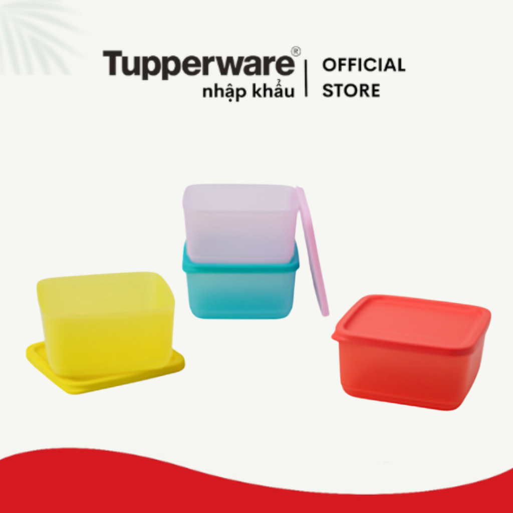 Hộp ngăn mát và đồ khô Tupperware chính hãng Small Square Round 4 Hộp ...