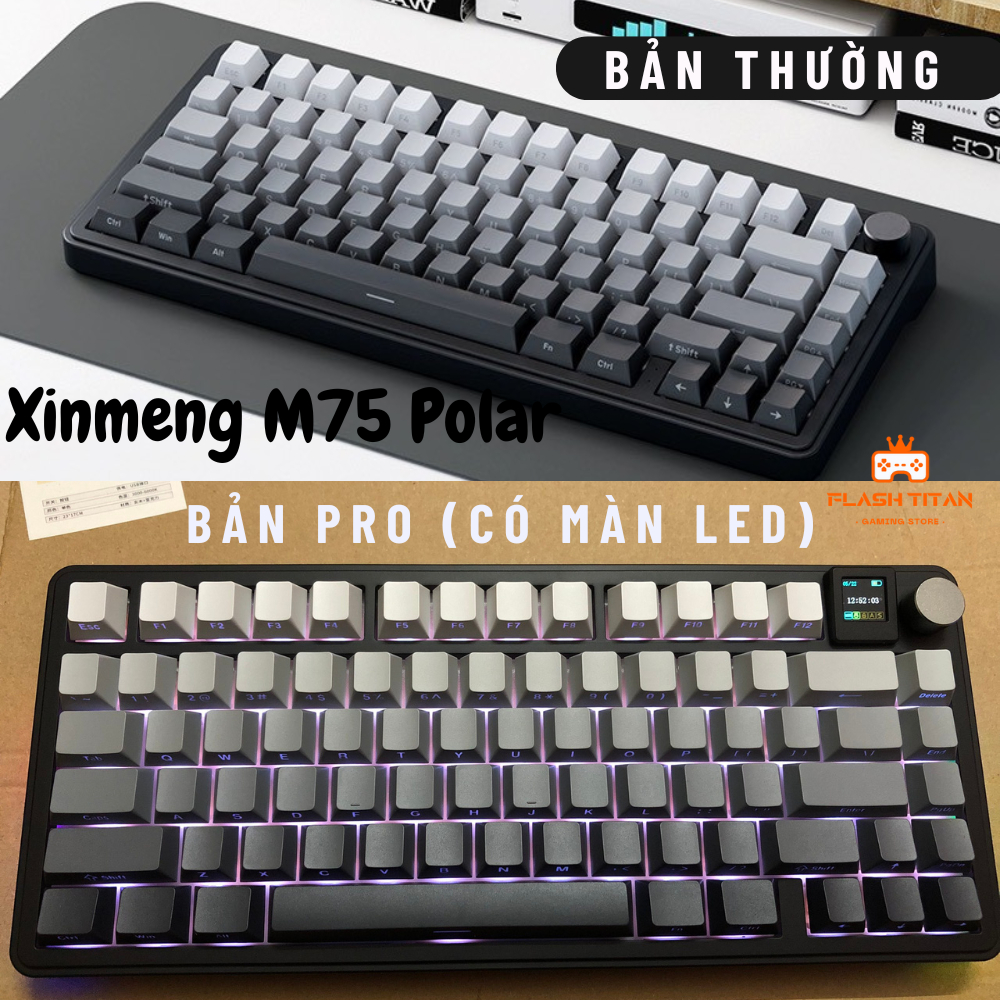 Bàn phím cơ không dây XinMeng M75 - Mạch xuôi - Switch Black Plum - Màn ...
