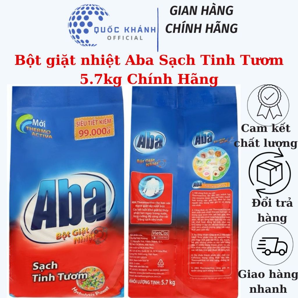 Bột giặt nhiệt Aba Sạch Tinh Tươm 5.7kg Chính Hãng | Shopee Việt Nam