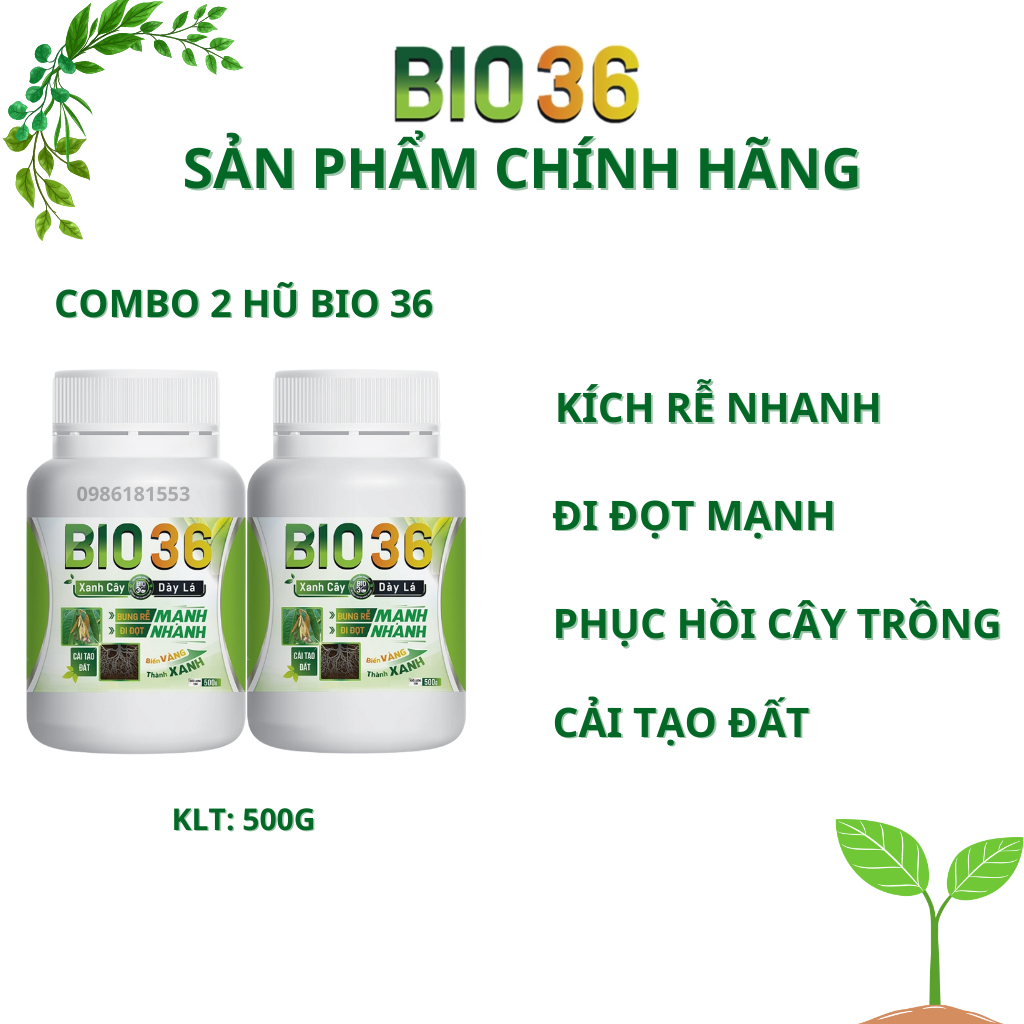 [Chính Hãng] Combo 2 Hũ Bio36 (500g) Chế Phẩm Sinh Học Siêu Kích Rễ, Đi ...