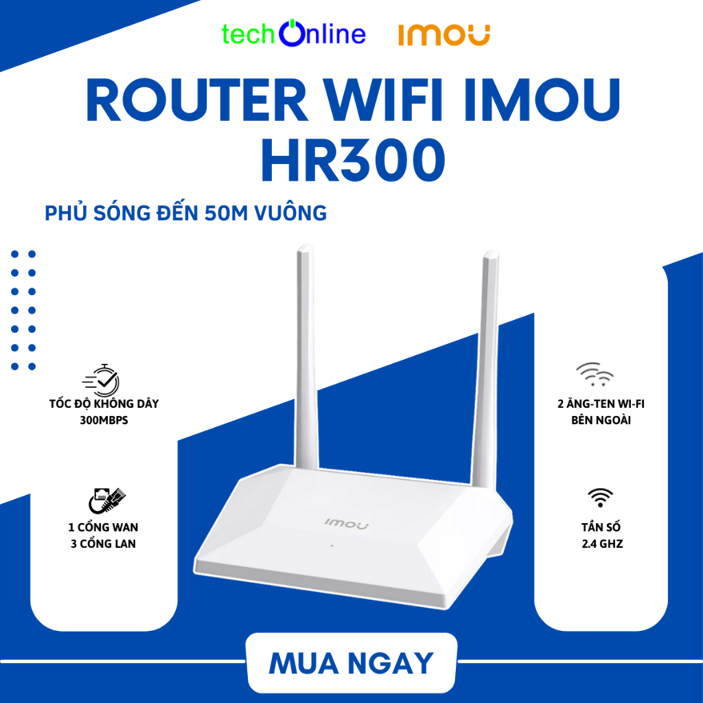 Bộ Phát Sóng Wifi IMOU HR300 300Mbps Hỗ trợ 1 cổng WAN 3 cổng LAN, Tốc ...