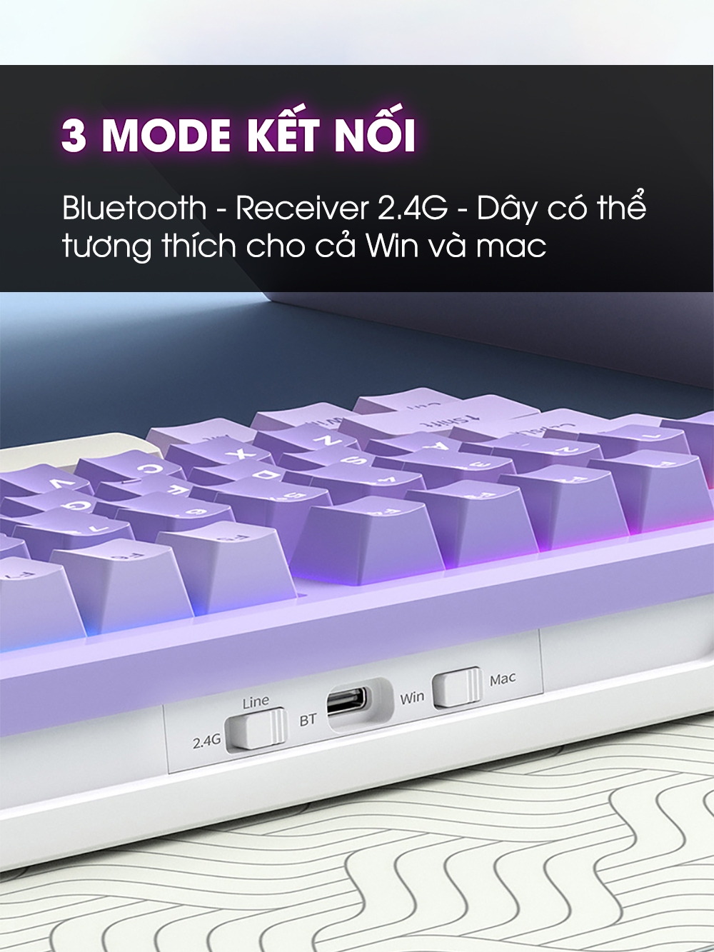 Bàn phím cơ gaming SIDOTECH Y87 không dây bluetooth 3 mode hotswap 5 pin tkl87 led rgb keycap ...