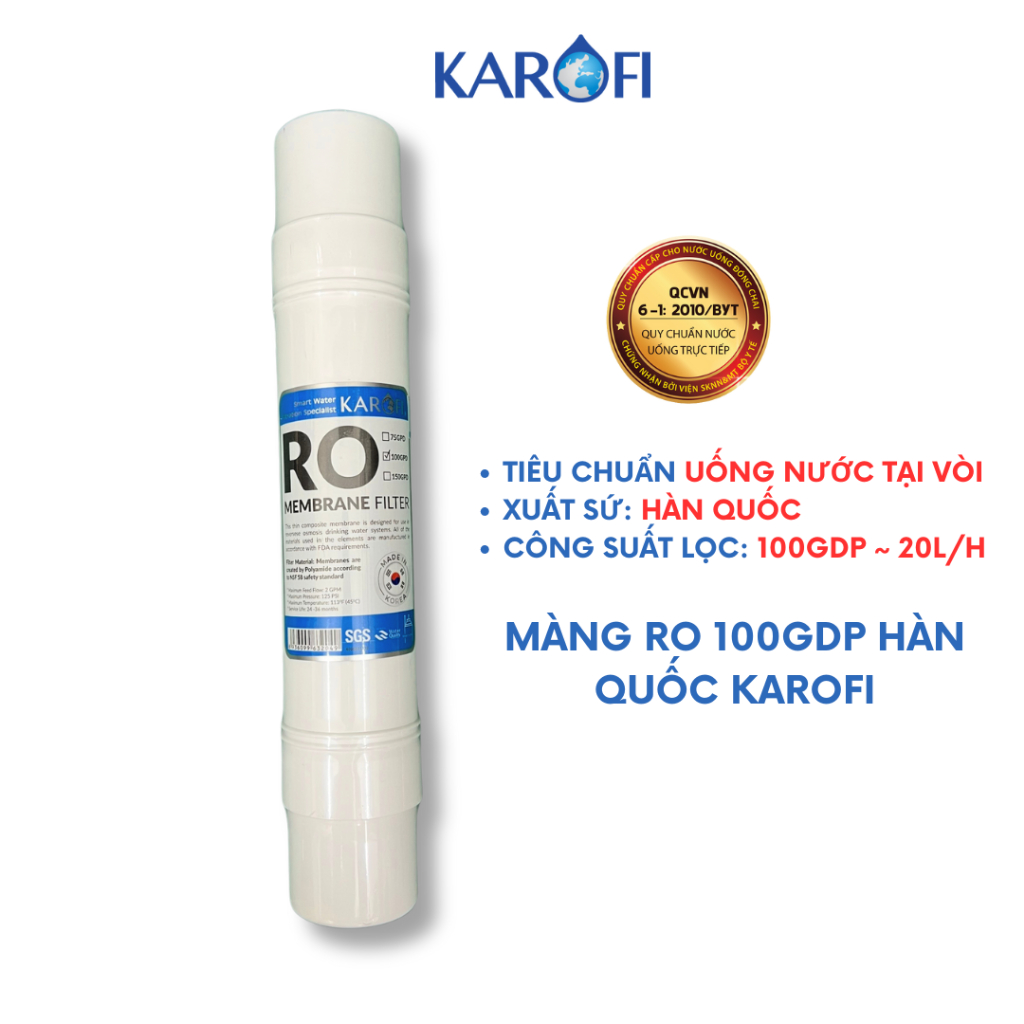 Màng Lọc RO 100GPD Hàn Quốc Karofi Lõi số 4 Karofi công suất 20l/h cắm ...