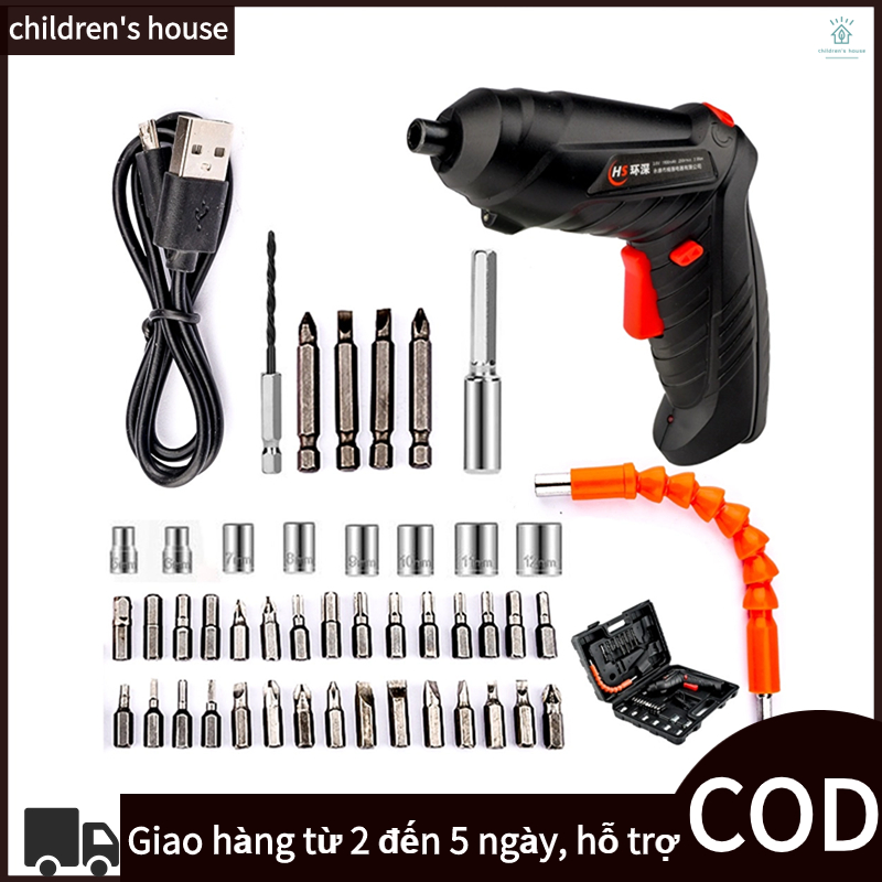 Máy Bắt Vít Cầm Tay, Máy Khoan Pin Mini,Bắt Vít 2 Chiều, Đủ Bộ 47 món ...