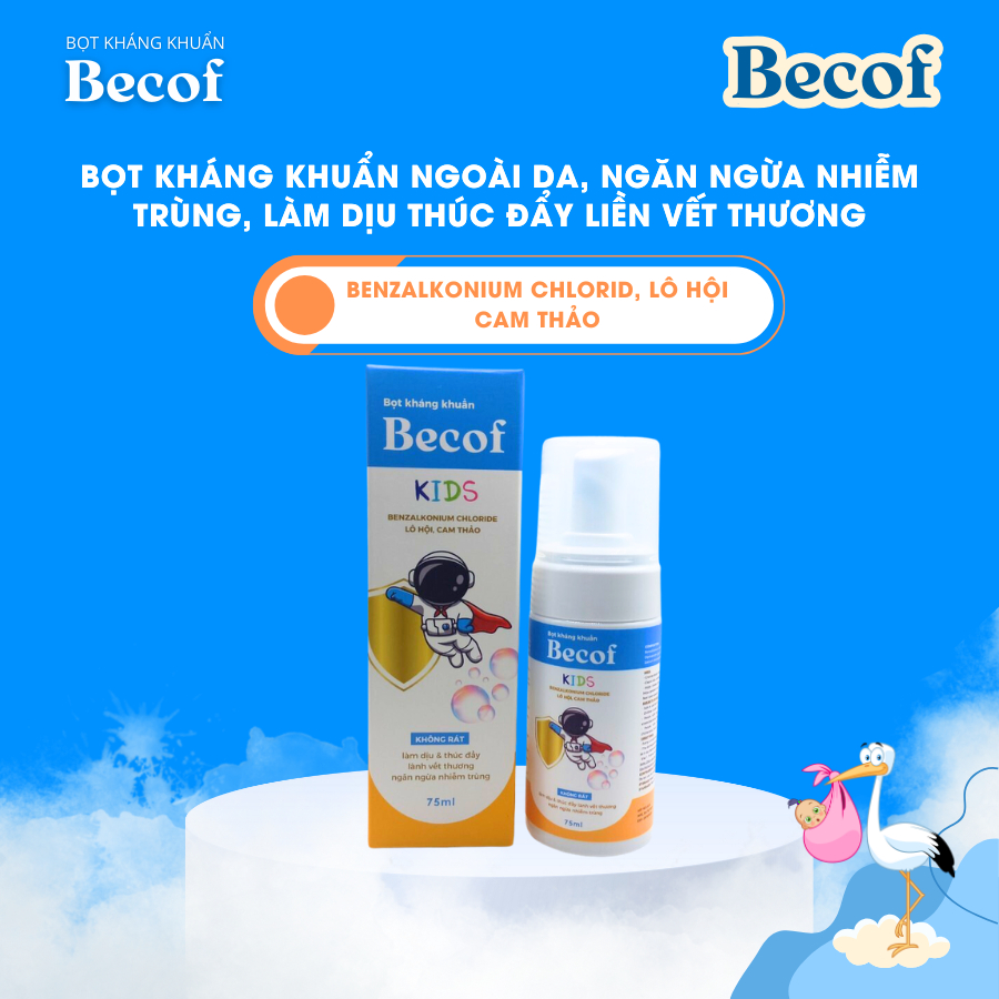 Bọt kháng khuẩn Becof dùng cho vết thương, lở loét, bỏng, chống nhiễm ...