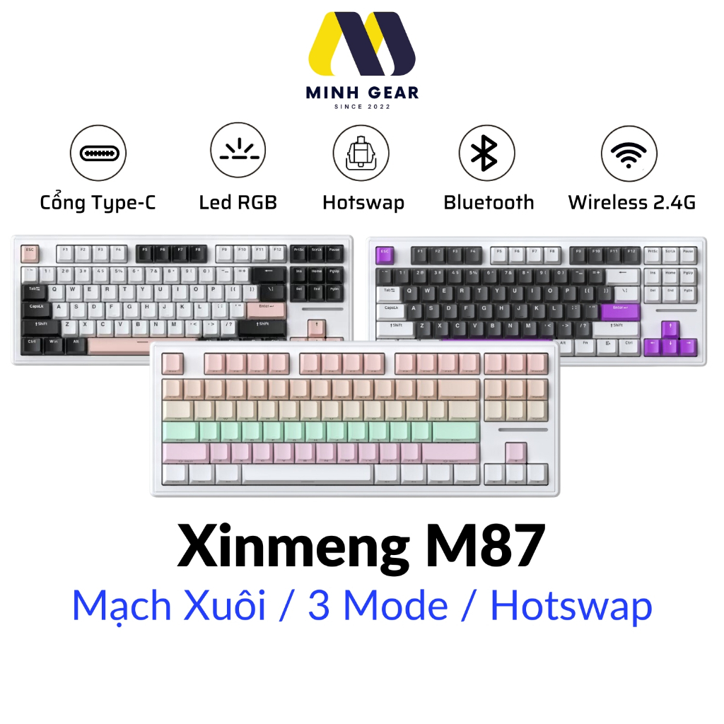 Bàn Phím Cơ Không Dây Xinmeng M87 Có Hotswap, Mạch Xuôi, Kết Nối 3 Mode | Shopee Việt Nam