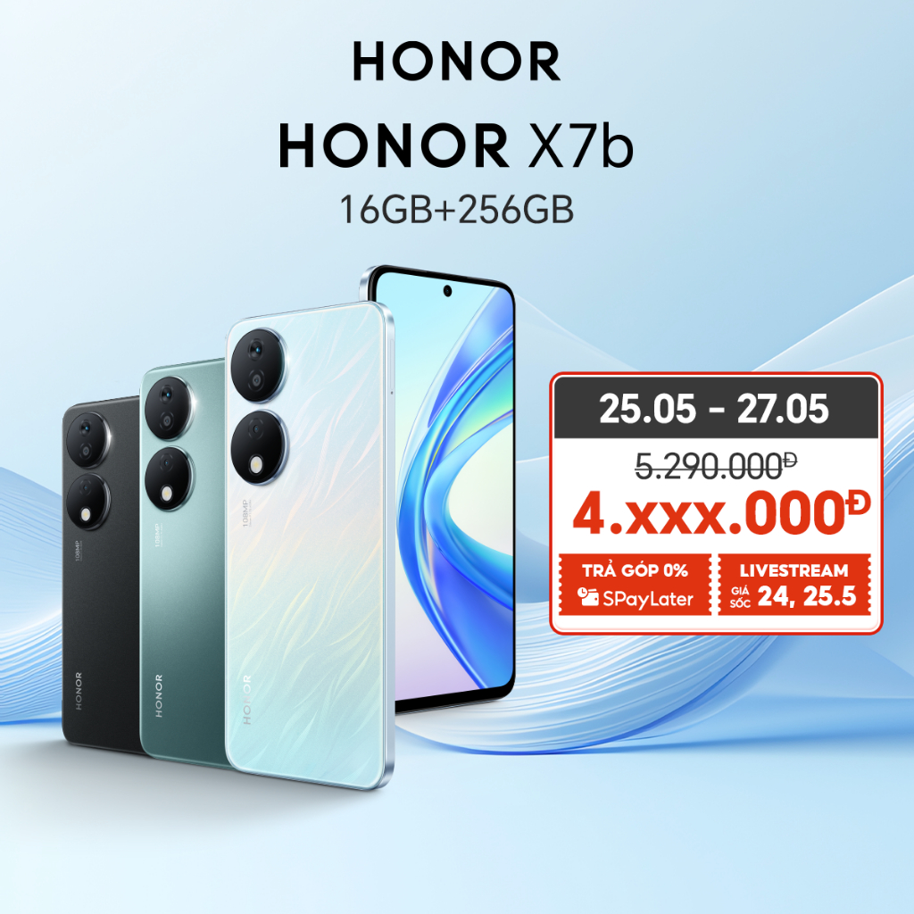 Điện thoại HONOR X7b (8+8)GB+256GB | Pin 6000mAh, Camera 108MP, Loa kép ...